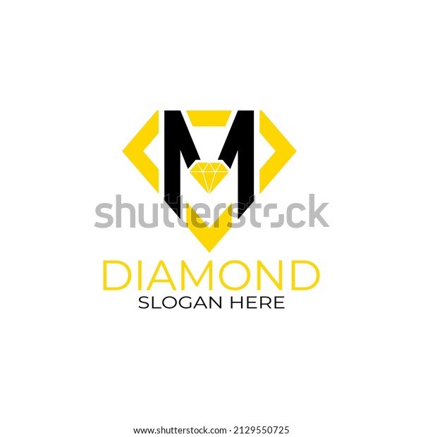 Letter M Diamond Logo Design Line Stock Vector (Royalty Free ...