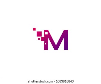 Letter M Digital Logo Design Template Stock Vector (Royalty Free ...