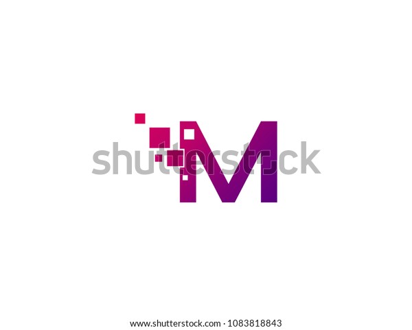 Letter M Digital Logo Design Template Stock Vector (Royalty Free ...