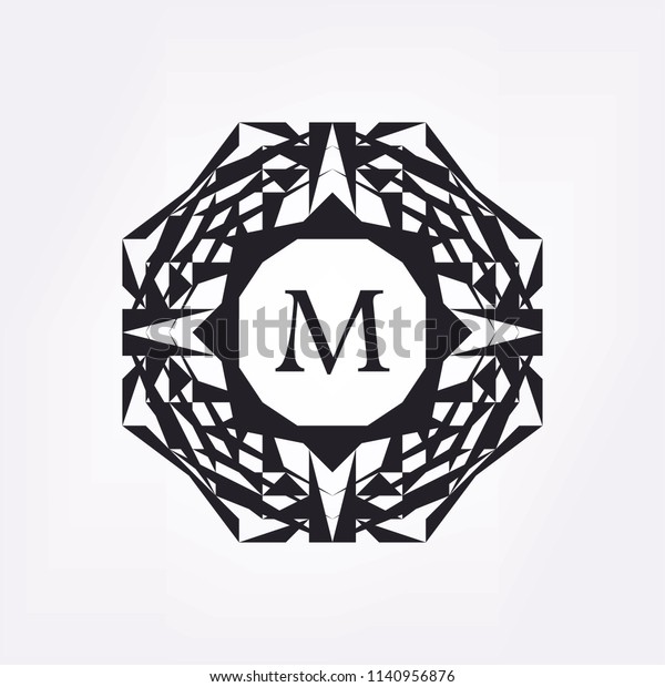 Letter M Emblem Monogram Logo Symbol 스톡 벡터(로열티 프리) 1140956876 ...