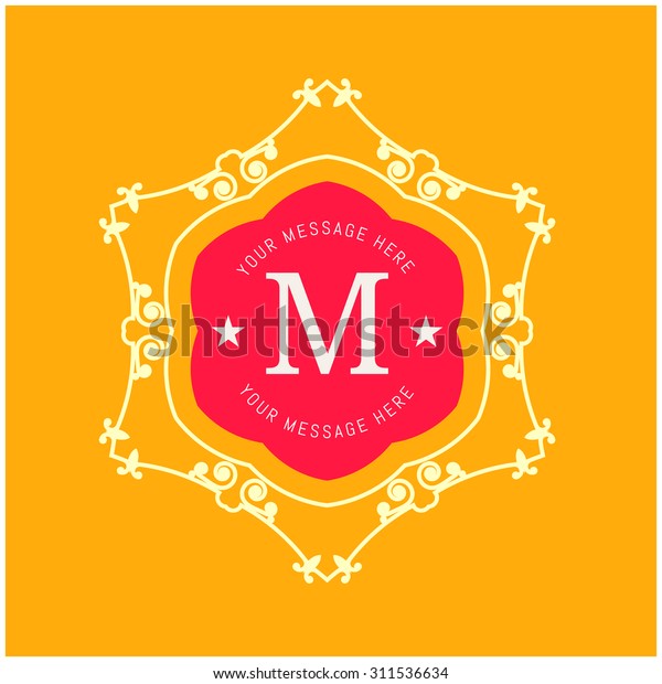 Letter M Flourishes Calligraphic Monogram Emblem 스톡 벡터(로열티 프리 ...