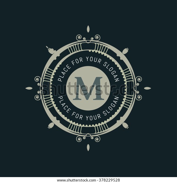 Letter M Flourishes Calligraphic Monogram Emblem Stock Vector (Royalty ...