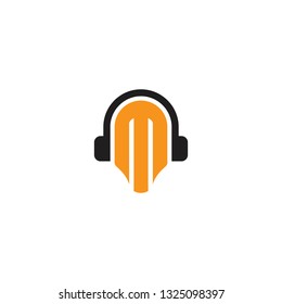 Letter M Headphone Element Logo Design Stock Vector (Royalty Free ...