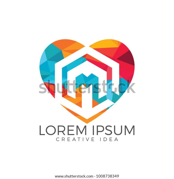 Letter M Heart Logo Design Stock Vector (Royalty Free) 1008738349