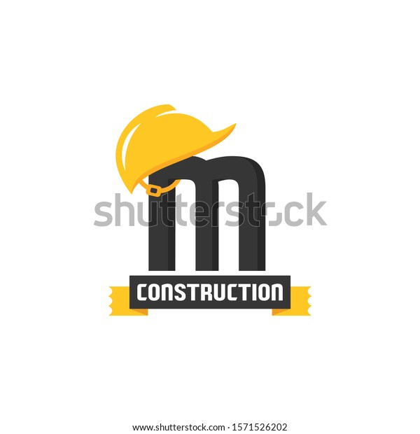 Letter M Helmet Construction Logo Vector Stock Vector (Royalty Free ...