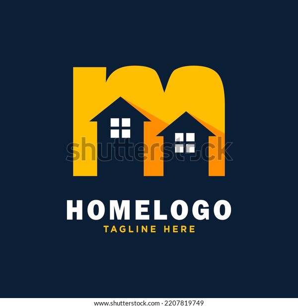 Letter M House Logo Design Template Stock Vector (Royalty Free ...