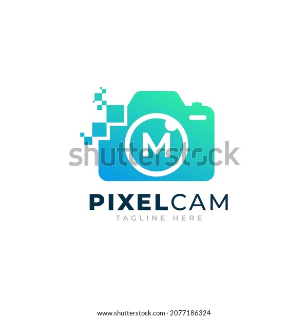 Letter M Inside Camera Photo Pixel Stock Vector (Royalty Free ...
