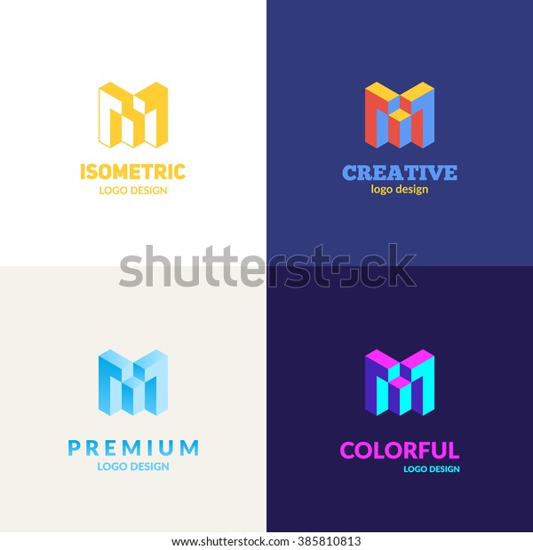 Vektor Stok Letter M Isometric Logo Set (Tanpa Royalti) 385810813 ...