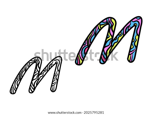 Letter M Line Art Vector Template Stock Vector (Royalty Free ...