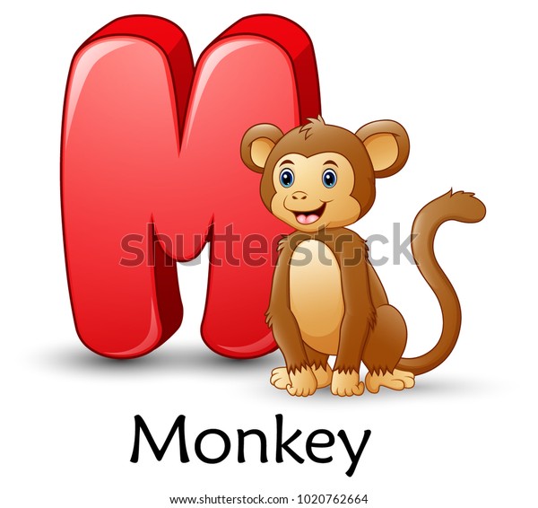 Letter M Monkey Cartoon Alphabet Stock Vector (Royalty Free) 1020762664
