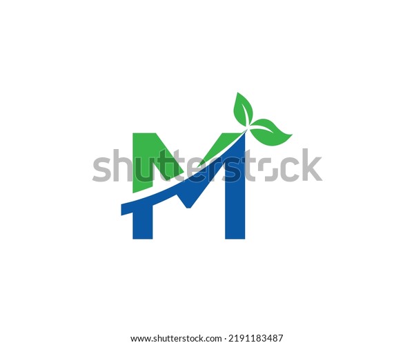 Letter M Nature Green Leaf Simple Stock Vector (Royalty Free ...