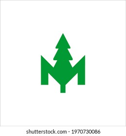 Letter M Pine Logo Design Vector Stock Vector (Royalty Free) 1970730086 ...