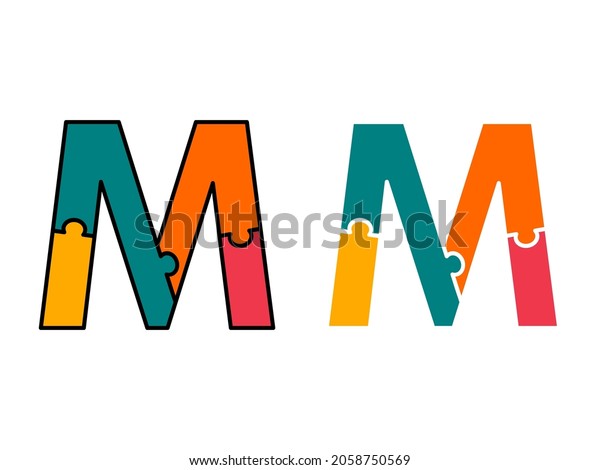 Letter M Puzzle Design Logo Template Stock Vector (Royalty Free ...