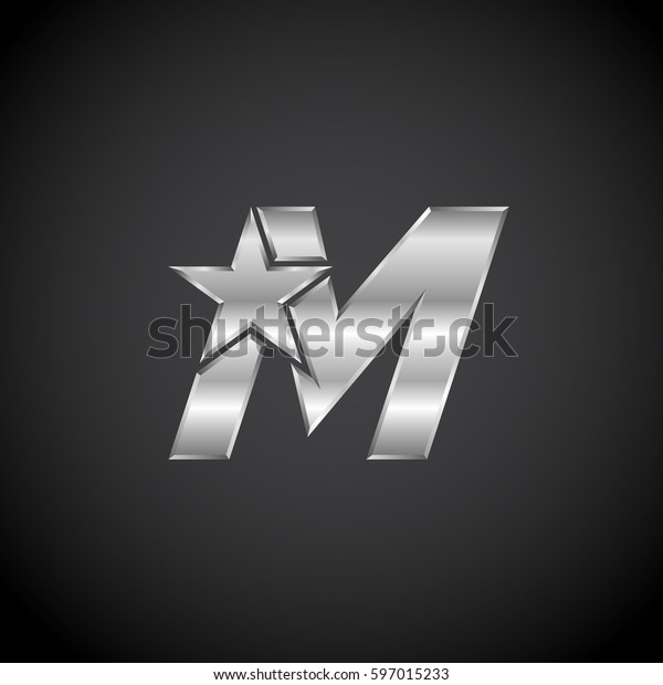 Letter M Star Metallic Texture3d Glossy Stock Vector (Royalty Free ...