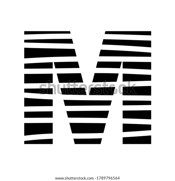 Letter M Striped Mottled Font Isolated Stock Vector (Royalty Free ...