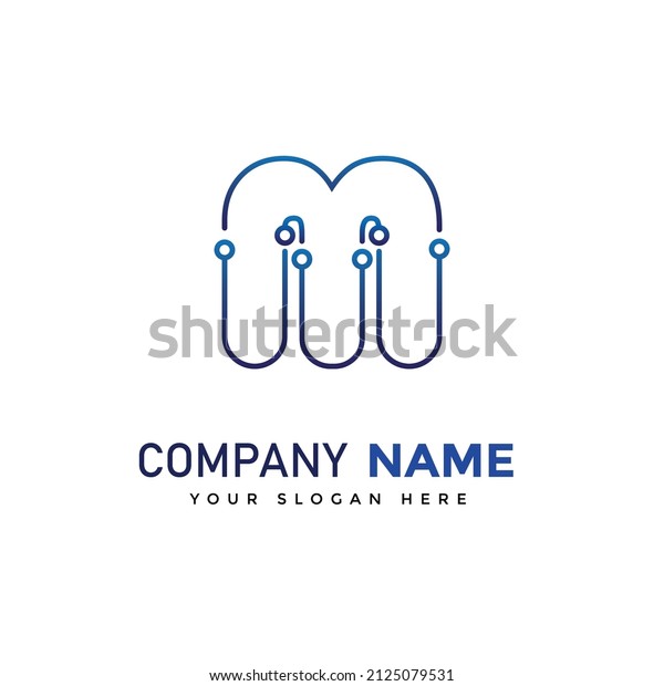 Letter M Technology Design Logo Template Stock Vector (Royalty Free ...