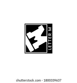 Letter M Tilted Logo On Balck Stock Vector (Royalty Free) 1800339637