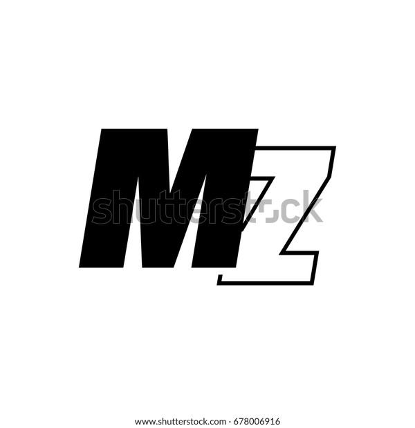 Letter M Z Logo Overlapping Black Stock Vector (Royalty Free) 678006916 ...