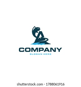 Letter Mountain Fish Abstract Creative Logo Stock Vector (Royalty Free ...
