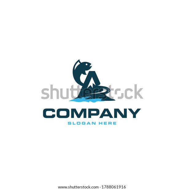 Letter Mountain Fish Abstract Creative Logo Stock Vector (Royalty Free ...