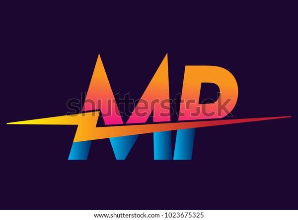 Letter Mp Logo Lightning Icon Letter Stock Vector (Royalty Free) 1023675325