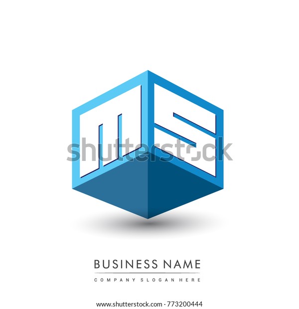 Letter Ms Logo Hexagon Shape Blue Stock Vector (Royalty Free) 773200444 ...