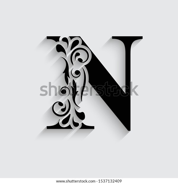 Letter N Black Flower Alphabet Beautiful Stock Vector (Royalty Free ... Letter N Black Flower Alphabet Beautiful Stock Vector (Royalty Free ...