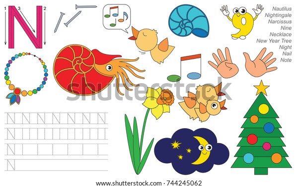 Letter N Dot Dot Educational Game Stock Vector (Royalty Free) 744245062
