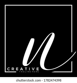 Letter N Dynamic White Typography Logo Stock Vector (Royalty Free ...