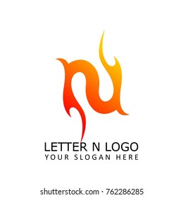 Letter N Fire Flame Logo Stock Vector (Royalty Free) 762286285 ...