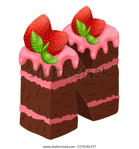 Letter N Form Chocolate Cake Pink: стоковая векторная графика (без ...