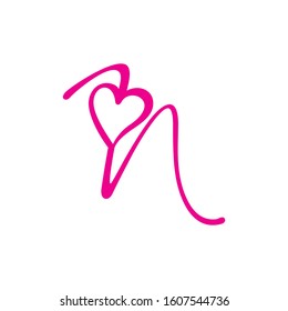 Letter N Heart Logo Design Template Stock Vector (Royalty Free ...