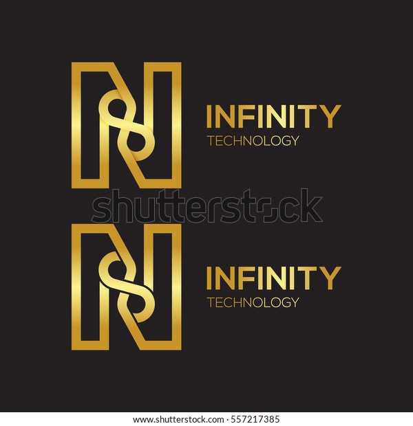 Letter N Infinity Logogold Color Loops Stock Vector (Royalty Free ...