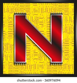 Letter N Latin Alphabet Vector Illustration Stock Vector (Royalty Free ...