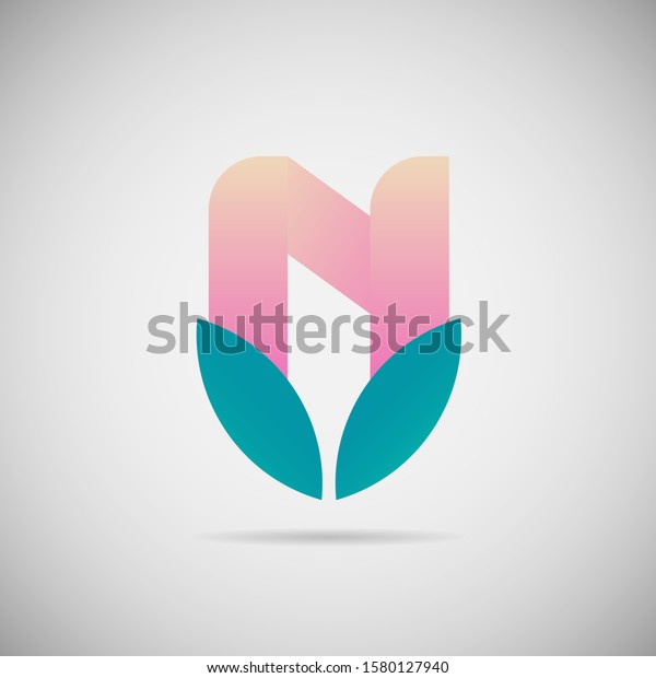 Letter N Logo Flower Simple Elegant Stock Vector (Royalty Free ...