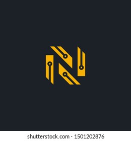 Letter N Network Conect Line Outline Stock Vector (Royalty Free ...