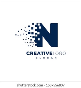 N Letter Pixel Logo Design Modern Stock Vector (Royalty Free ...
