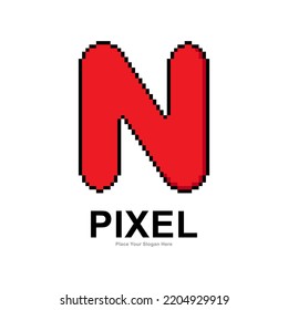 Letter N Pixel Digital Vector Logo Stock Vector (Royalty Free ...