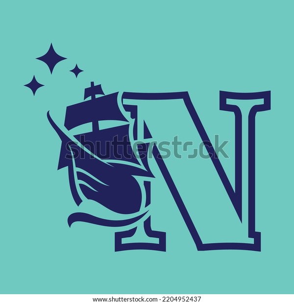 Letter N Sailing Boat Logo Template Stock Vector (Royalty Free ...