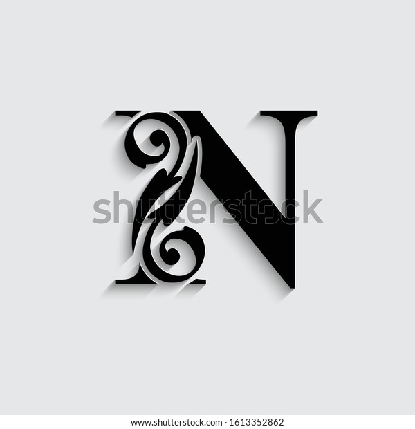 Letter N Shadow Black Alphabet Beautiful: стоковая векторная графика ...