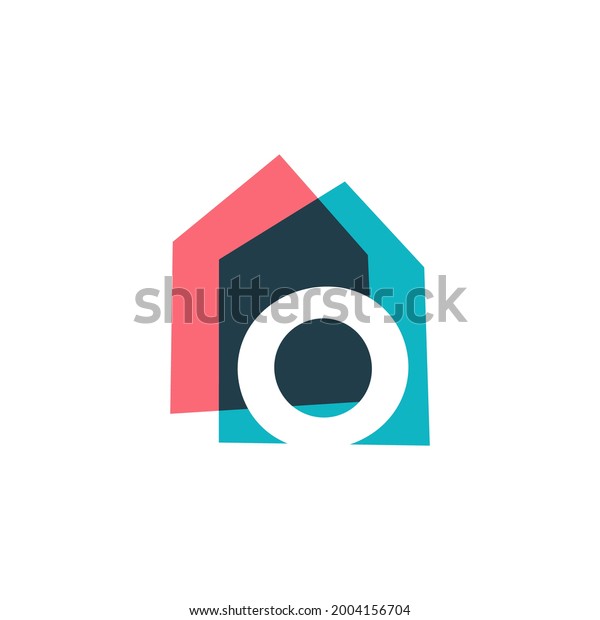 Letter O House Home Overlapping Color Stock Vector (Royalty Free ...