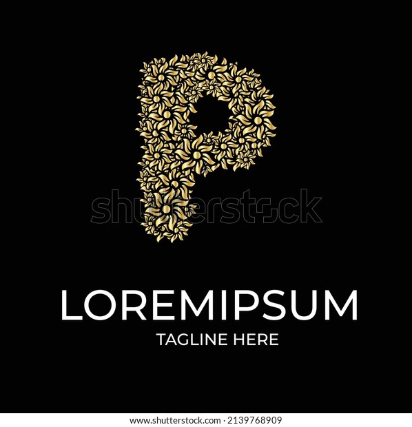 Letter P Botanical Flowers Initial Wedding Stock Vector (Royalty Free ...