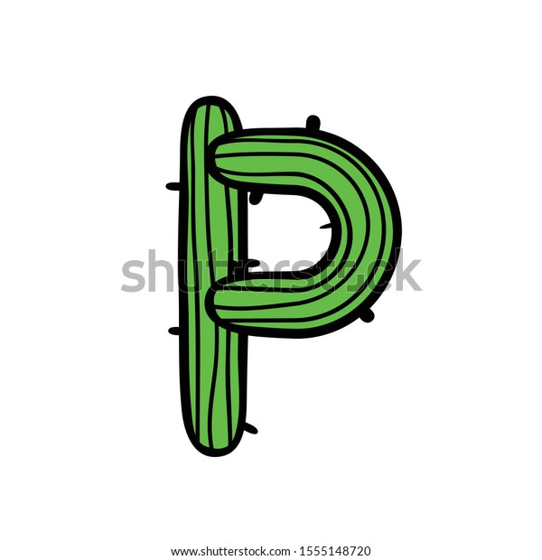 Letter P Cactus Logo Letter Logo Stock Vector (Royalty Free) 1555148720 ...