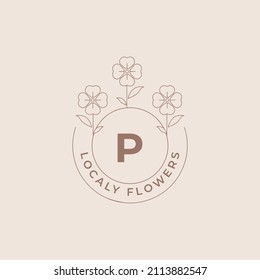 Letter P Flower Logos Emblem Design Stock Vector (Royalty Free ...