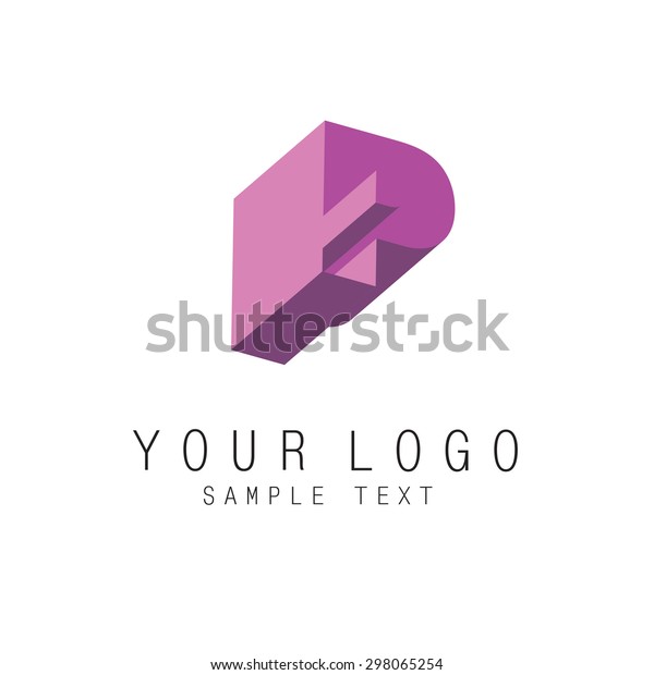 Letter P Geometric Colorful 3d Style Stock Vector (Royalty Free) 298065254