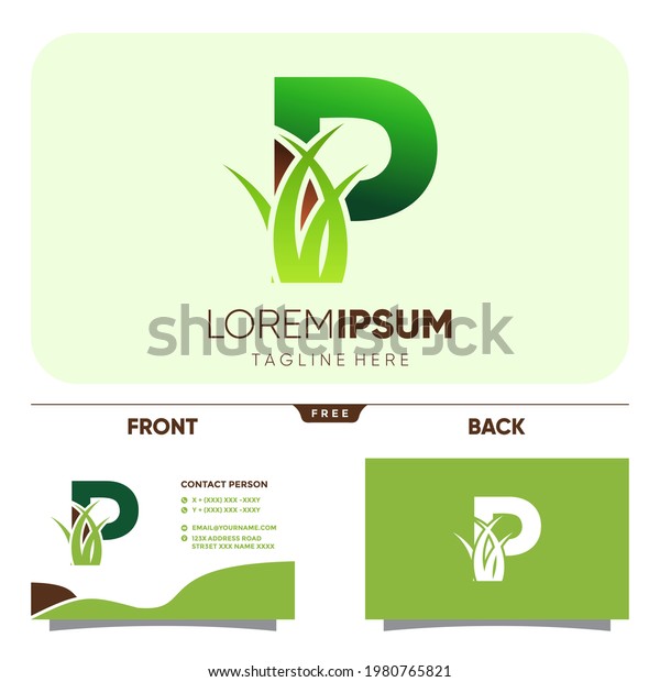 Letter P Grass Logo Design Vector Stock Vector (Royalty Free ...