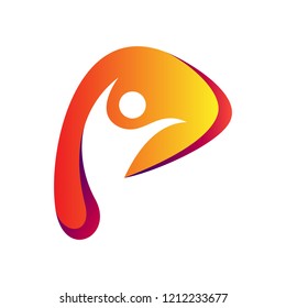 Letter P Human Vector Icon Illustration Stock Vector (Royalty Free ...