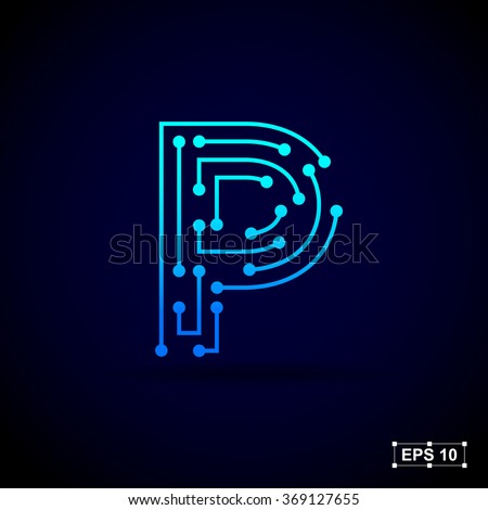 Letter P Logo Design Template Technology Abstract Stock Vector (Royalty ...