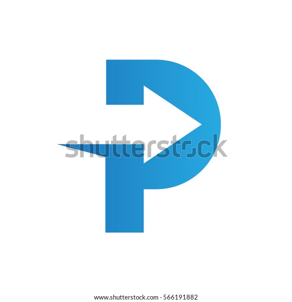 Letter P Logo Negative Space Arrow: vector de stock (libre de regalías ...