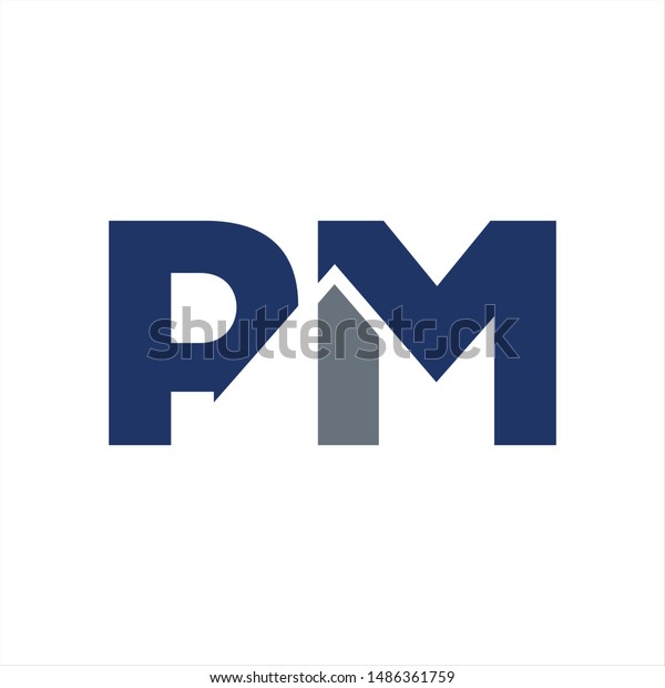 Letter P M Home Vector Logo Stock Vector (Royalty Free) 1486361759